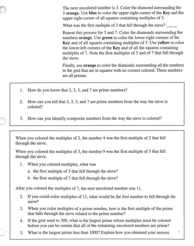 Solved PURPOSE Investigate primes, composites, multiples, | Chegg.com