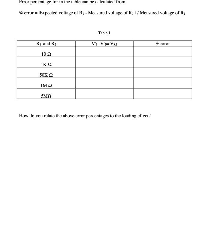 Solved b. To investigate the loading effect caused by | Chegg.com