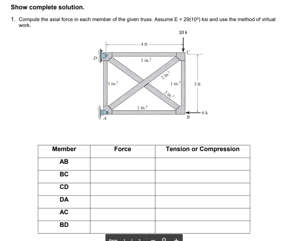Solved Show complete solution. 1. Compute the axial force in | Chegg.com