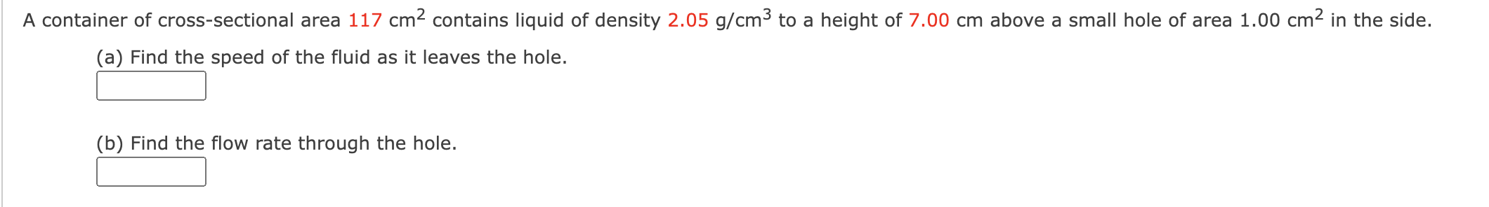 Solved A container of cross-sectional area 117 cm2 contains | Chegg.com