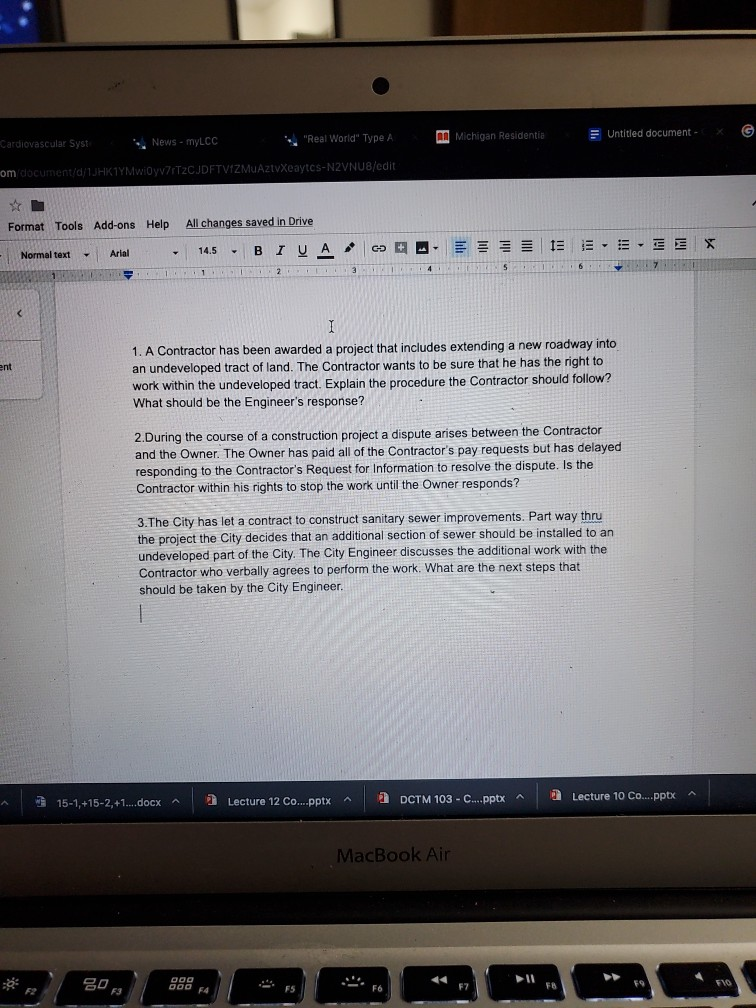 Solved Real word Problems in Construction Management it's | Chegg.com