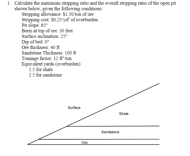 Solved 1. Calculate the maximum stripping ratio and the | Chegg.com