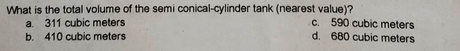 Solved A conical shaped cistern at the bottom of a | Chegg.com