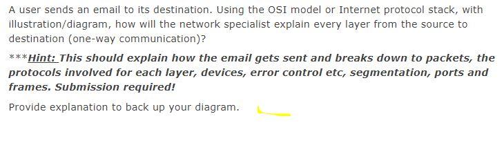 Solved A user sends an email to its destination. Using the | Chegg.com
