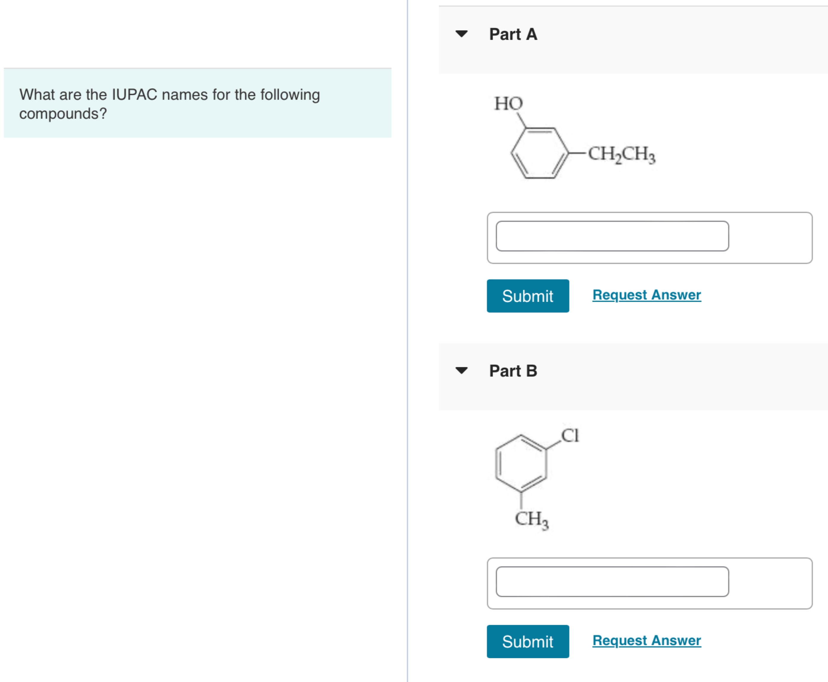 Solved Part AWhat are the IUPAC names for the | Chegg.com