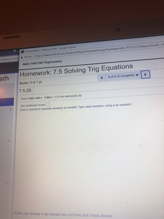 Solved Do Homework- Anthony Smith-Google Chrome nvellum | Chegg.com
