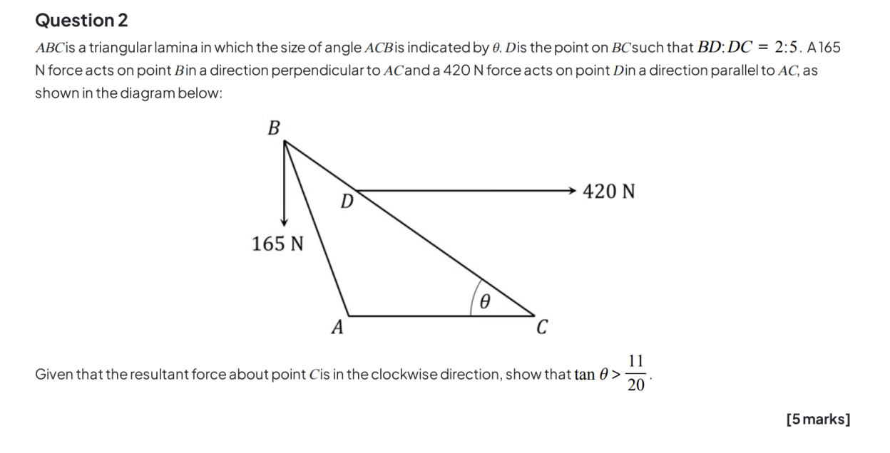 Solved Question 2ABC is a triangular lamina in which the | Chegg.com