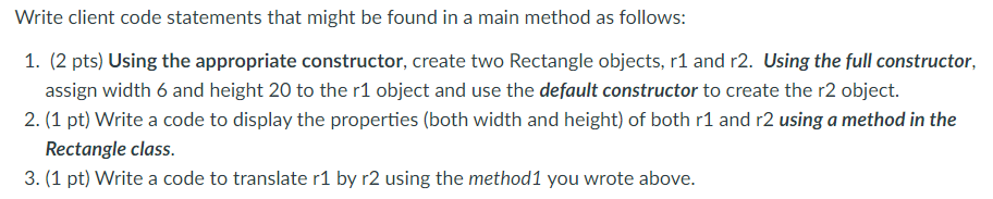 Solved public class Rectangle \{ private double width; | Chegg.com
