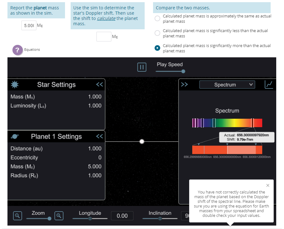 Solved Report the planet mass as shown in the sim. ME ME | Chegg.com