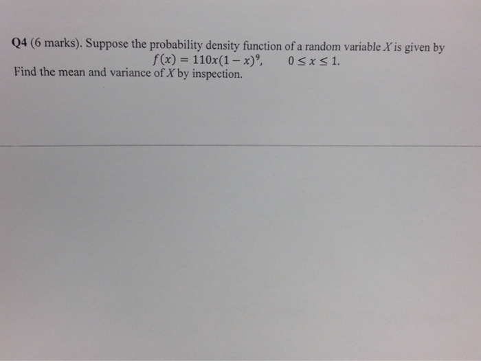Solved Suppose the probability density function of a random | Chegg.com