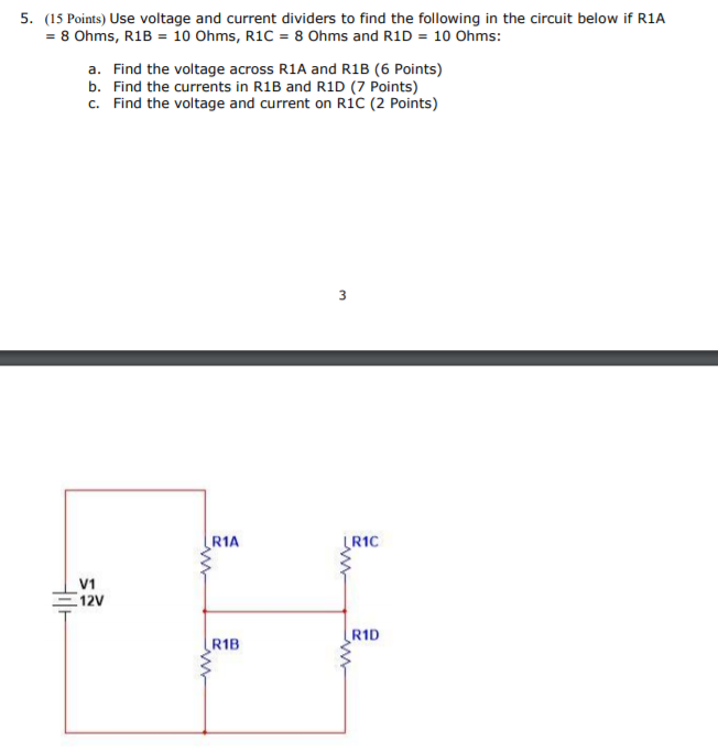 Solved 5. (15 Points) Use voltage and current dividers to | Chegg.com