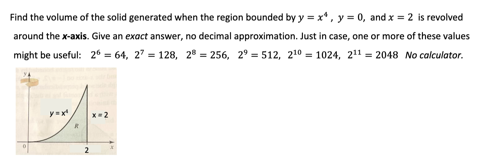 Solved Find the volume of the solid generated when the | Chegg.com