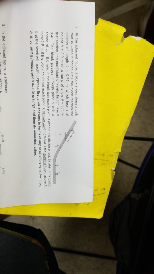 Solved 2. In the adjacent figure, a block slides along a | Chegg.com