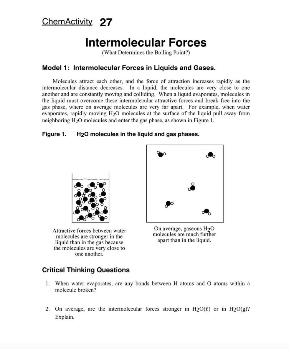 Solved ChemActivity 27 Intermolecular Forces (What | Chegg.com