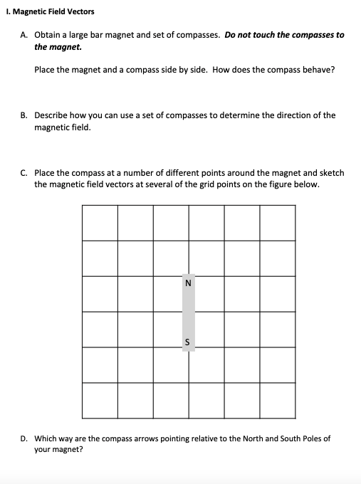 Solved Magnetic Field Vectors A. Obtain a large bar magnet | Chegg.com