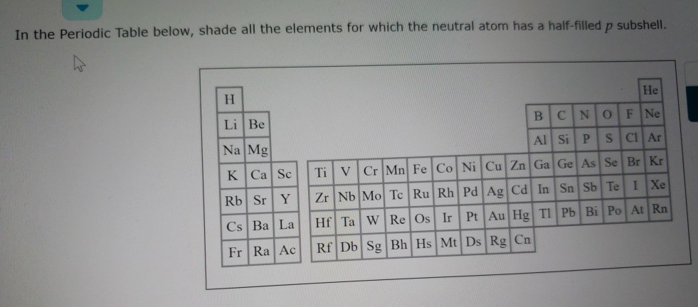 Solved In the Periodic Table below, shade all the elements | Chegg.com