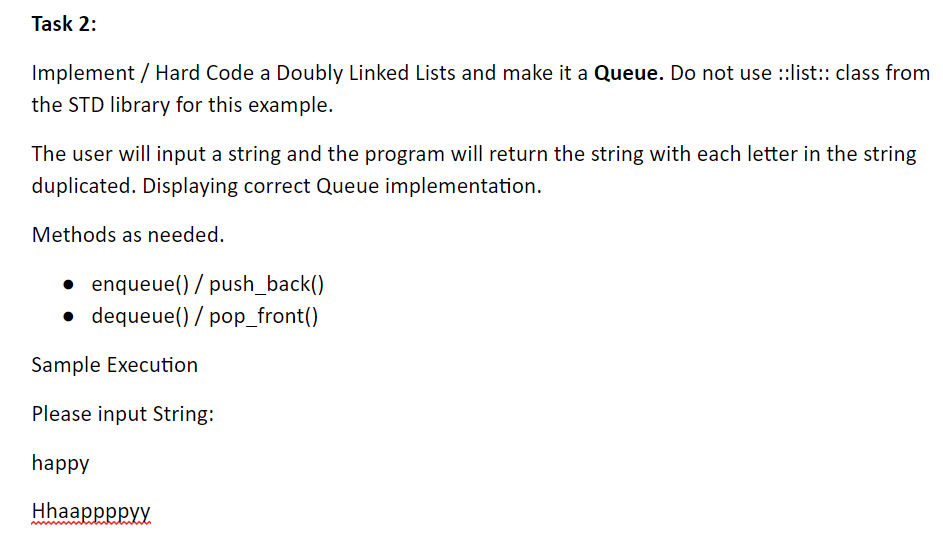 Solved Task 2: Implement / Hard Code a Doubly Linked Lists | Chegg.com