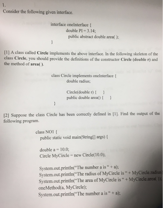 Solved Consider the following given interface. interface | Chegg.com