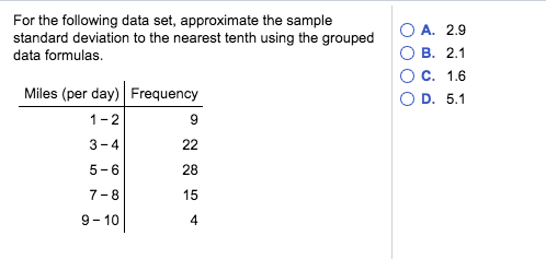 Solved For the following data set, approximate the sample | Chegg.com