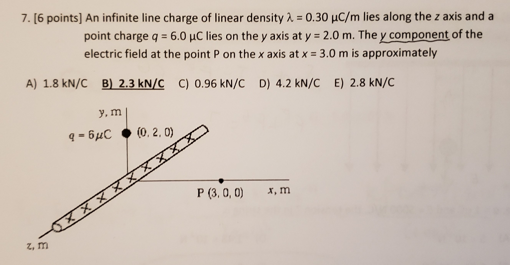 Solved 7. [6 points] An infinite line charge of linear | Chegg.com