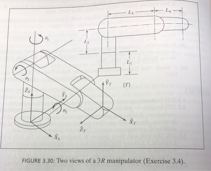 Solved し1 83 XT FIGURE 3.30: Two views of a 3R manipulator | Chegg.com