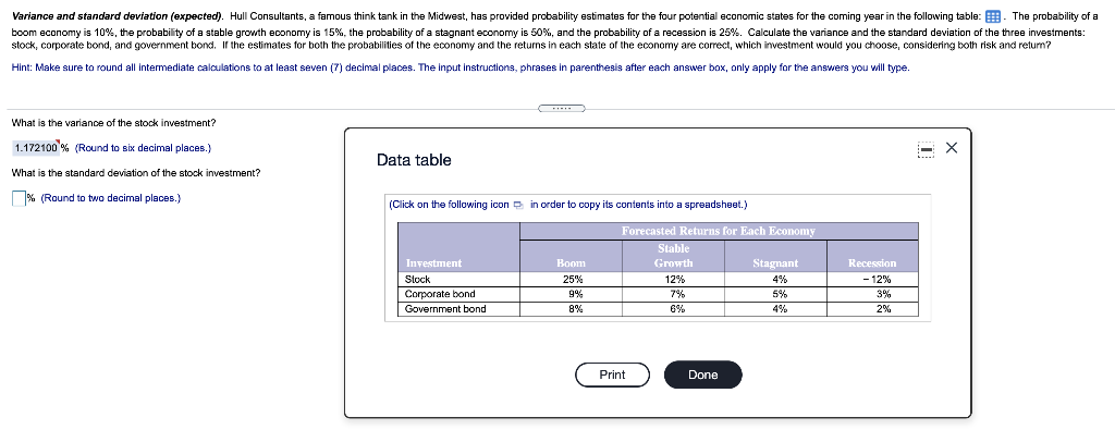 Solved Variance and standard deviation (expected). Hull | Chegg.com