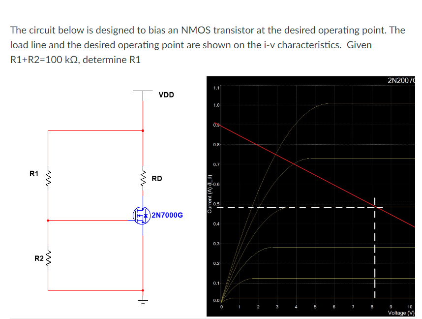 Solved The circuit below is designed to bias an NMOS | Chegg.com