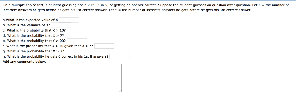Solved On a multiple choice test, a student guessing has a | Chegg.com