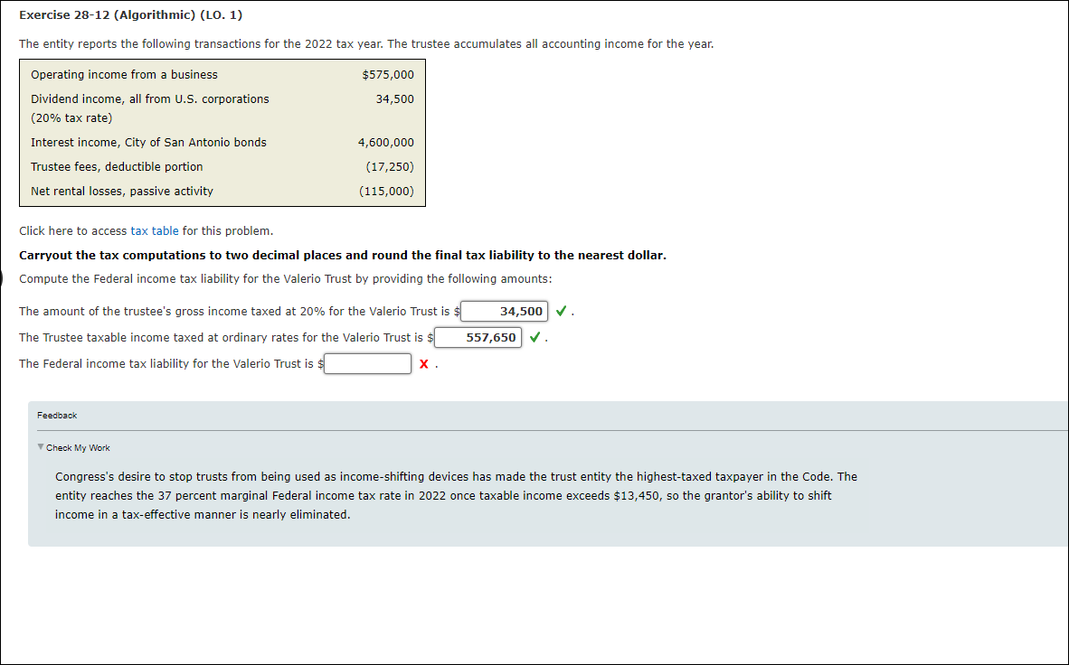 Solved Exercise 28-12 (Algorithmic) (LO. 1)The entity | Chegg.com