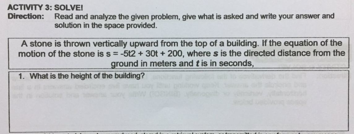 Solved ACTIVITY 3: SOLVE! Direction: Read and analyze the | Chegg.com