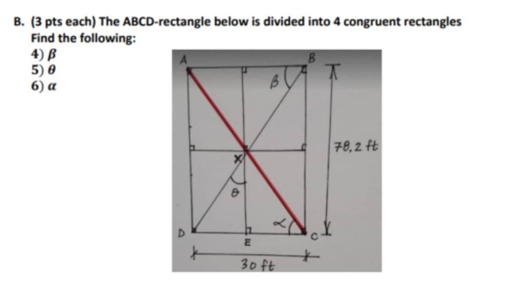 Solved B. (3 pts each) The ABCD-rectangle below is divided | Chegg.com