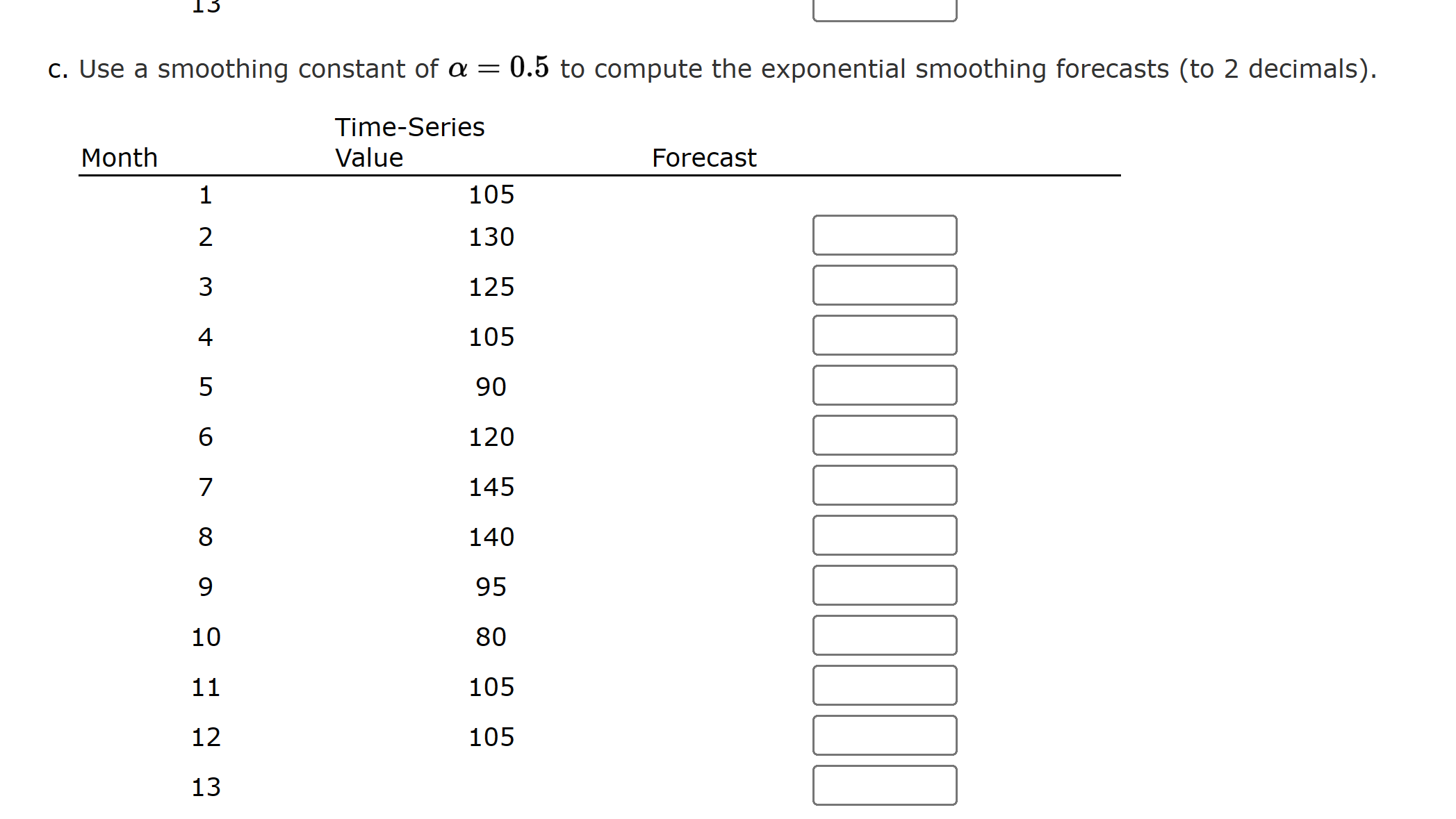 Part b constant (Alpha) 0.2Part c Smoothing constant | Chegg.com