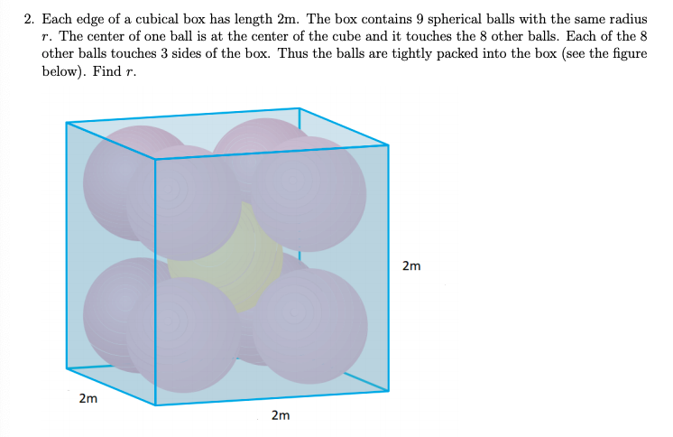 Solved 2. Each edge of a cubical box has length 2m. The box | Chegg.com