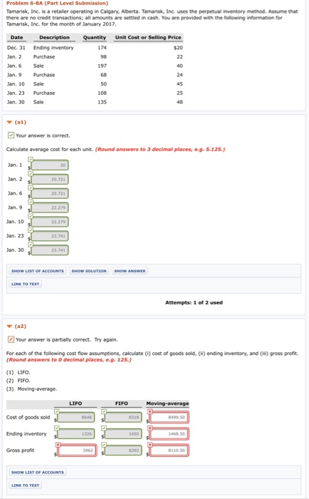Solved Problem 6-BA (Part Level Submission) Tamarisk, Inc. | Chegg.com