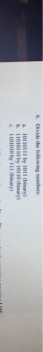 Solved Divide the following numbers: a. 10110111 by 1011 | Chegg.com