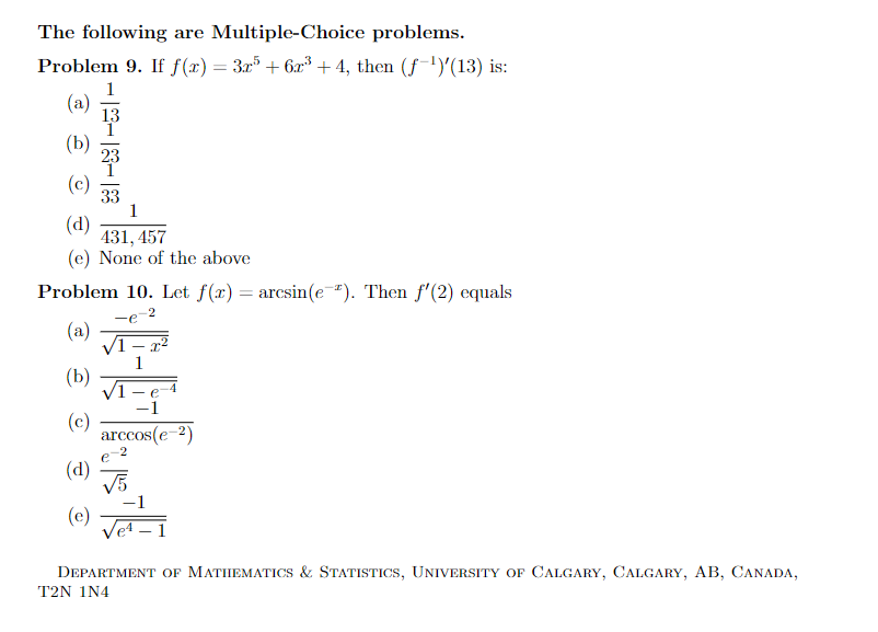 Solved The following are Multiple-Choice problems. Problem | Chegg.com