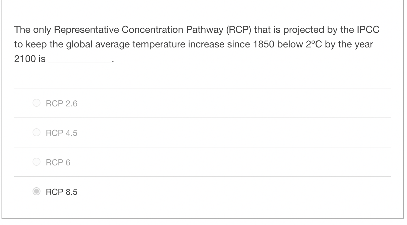Solved The only Representative Concentration Pathway (RCP) | Chegg.com