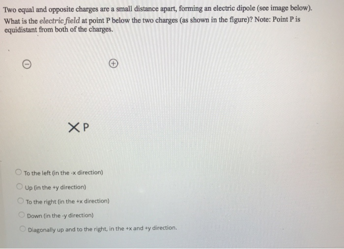 Solved Two equal and opposite charges are a small distance | Chegg.com