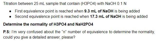 Solved Titration between 25 mL sample that contain (H3PO4) | Chegg.com