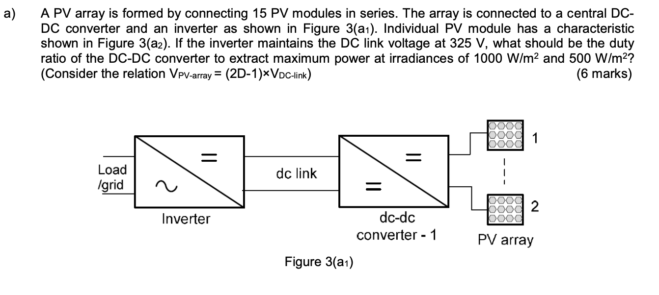 Solved a) A PV array is formed by connecting 15 PV modules | Chegg.com
