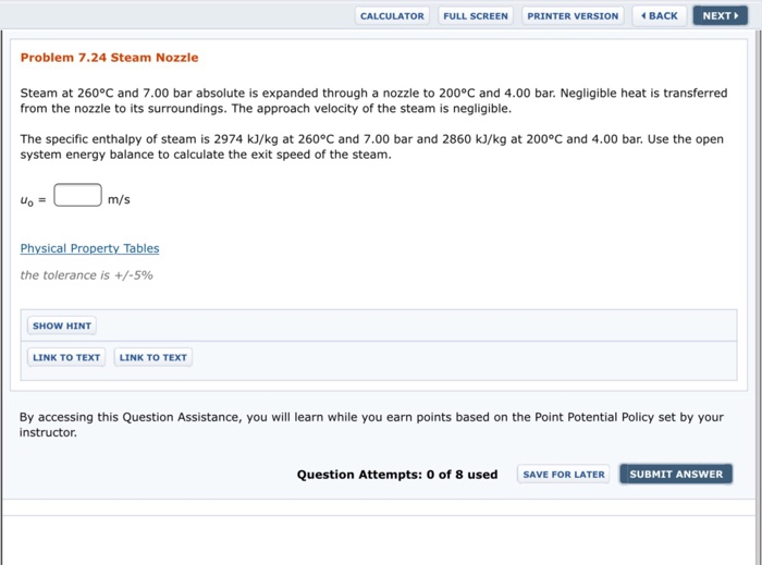 Solved CALCULATOR FULL SCREEN PRINTER VERSION BACK NEXT | Chegg.com