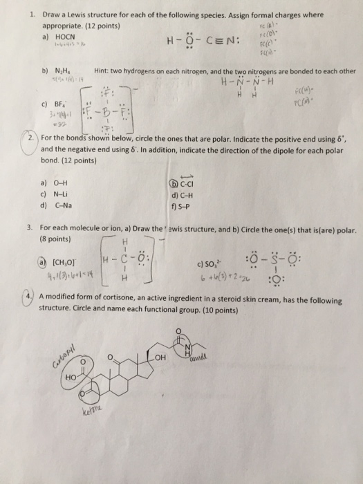 Solved 1. Draw a Lewis structure for each of the following | Chegg.com