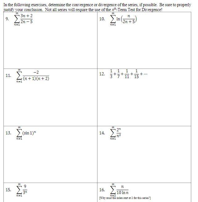 Solved In the following exercises, determine the convergence | Chegg.com