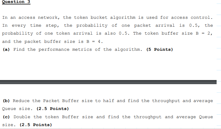 Solved Question 3 In an access network, the token bucket | Chegg.com