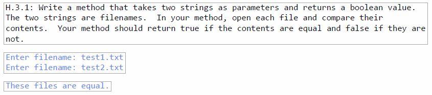 Solved H.3.1: Write a method that takes two strings as | Chegg.com