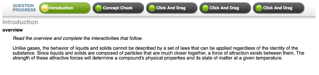 Solved QUESTION PROGRESS Click And Drag Introduction Concept | Chegg.com
