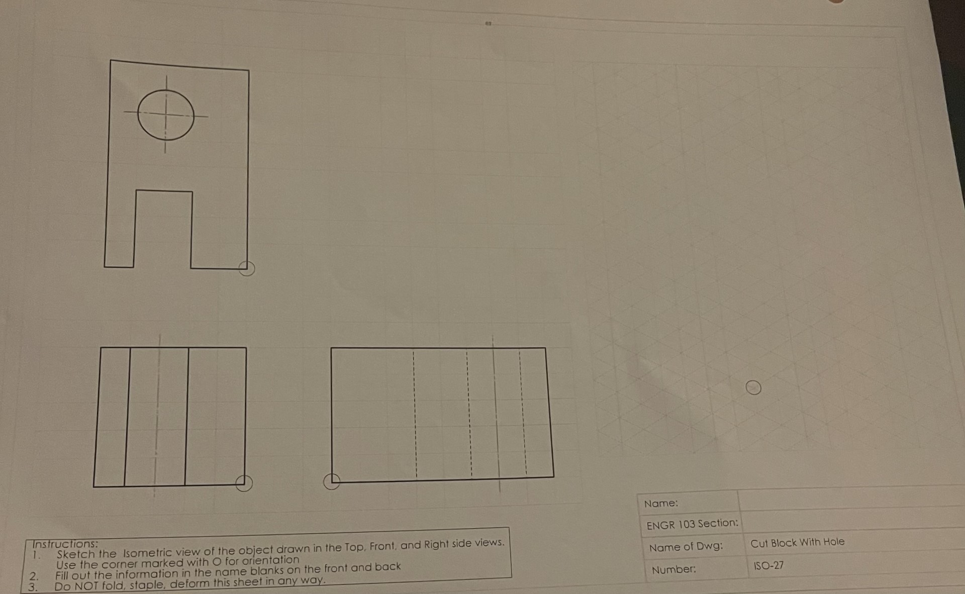 Solved Instructions: 1. Sketch the Isometric view of the | Chegg.com