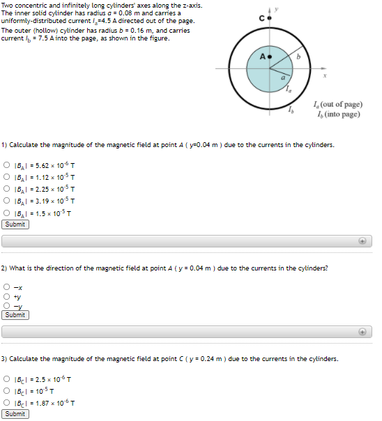 Solved Two concentric and infinitely long cylinders' axes | Chegg.com