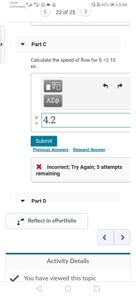 Solved ATAT 9242% 8:43 A large tank of water | Chegg.com