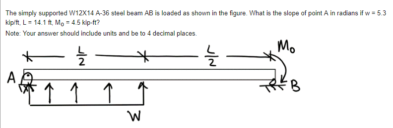 Solved The simply supported W12X14 A-36 steel beam AB is | Chegg.com